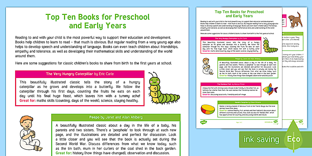 An Kindergarten and Preschool Book List Parent and Carer Information Sheet