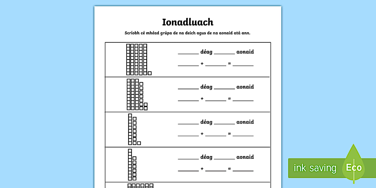 Ionadluach bileog gníomhaíocht Worksheet
