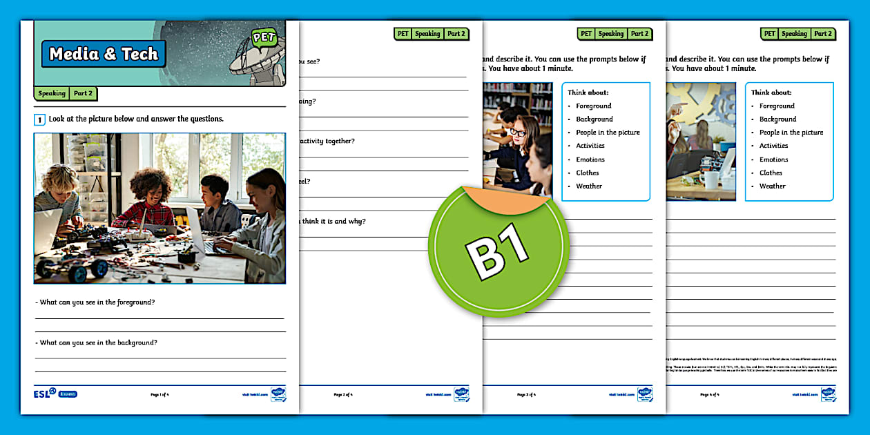 B1 Preliminary (PET) - Speaking Part 2 Practice Sheet