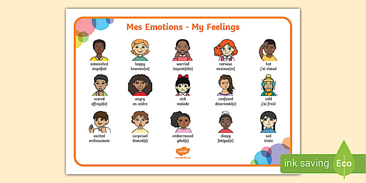 Mes Emotions English/French Word Mat