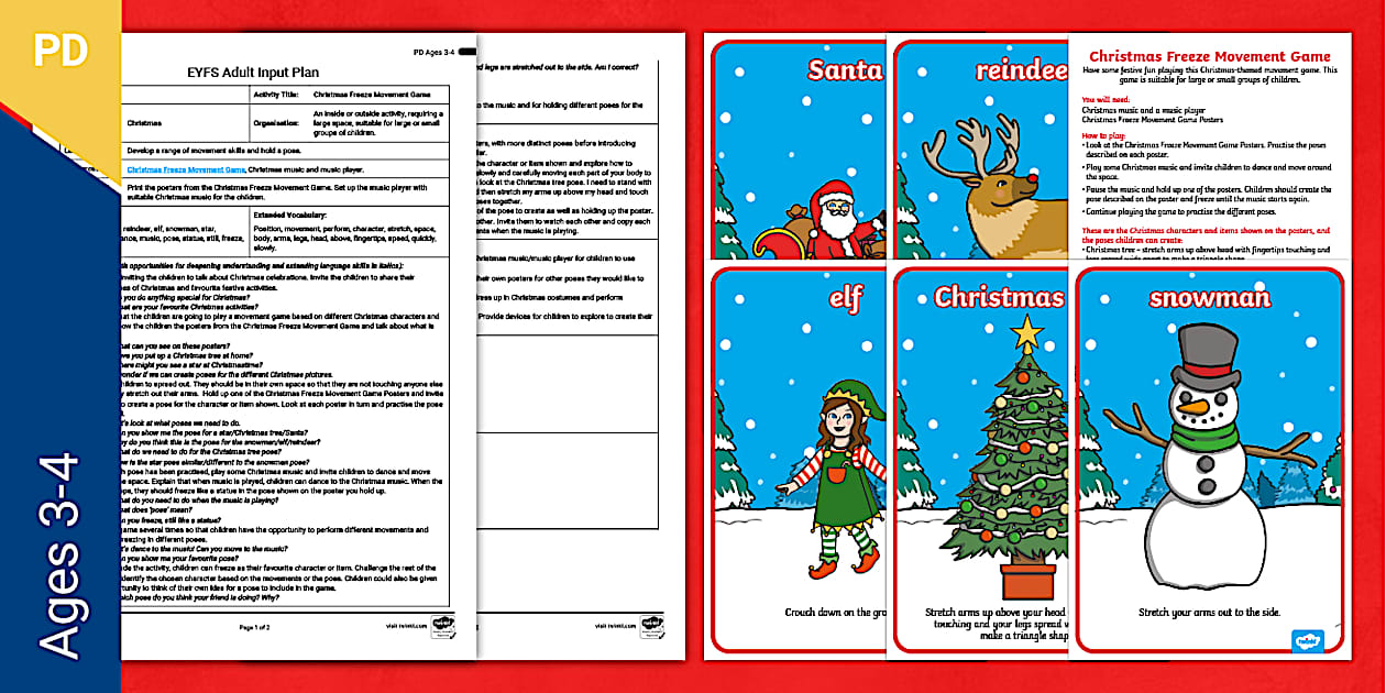 EYFS Christmas Freeze Movement Game Plan and Resource Pack