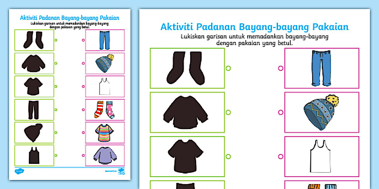 Aktiviti Padanan Bayang-bayang - Pakaian (teacher made)