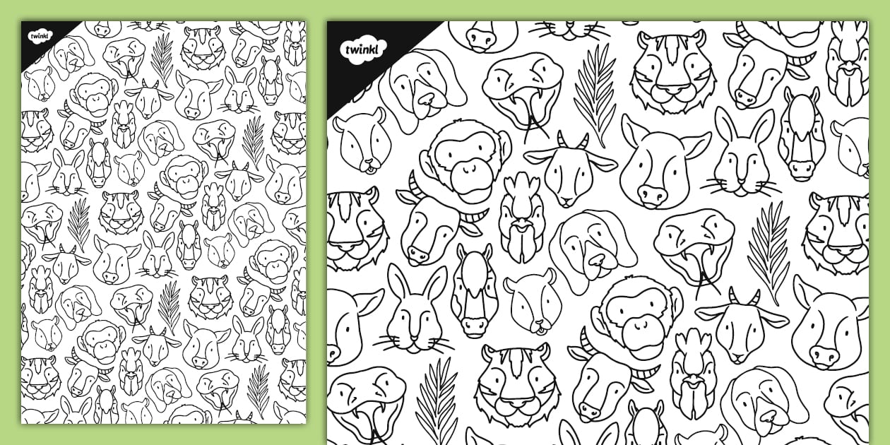 Animal Doodles Colouring Page - Twinkl