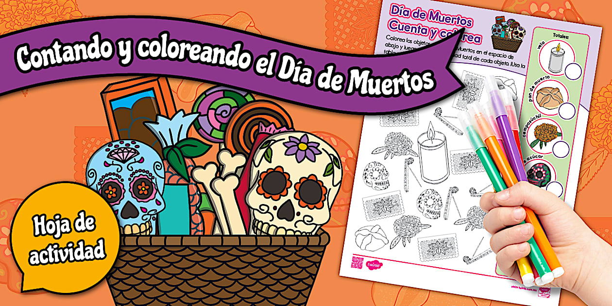 Hoja de actividad: Contando y coloreando el Día de los Muertos