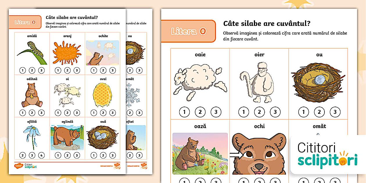 Litera O – Fișă de lucru pentru despărțirea în silabe