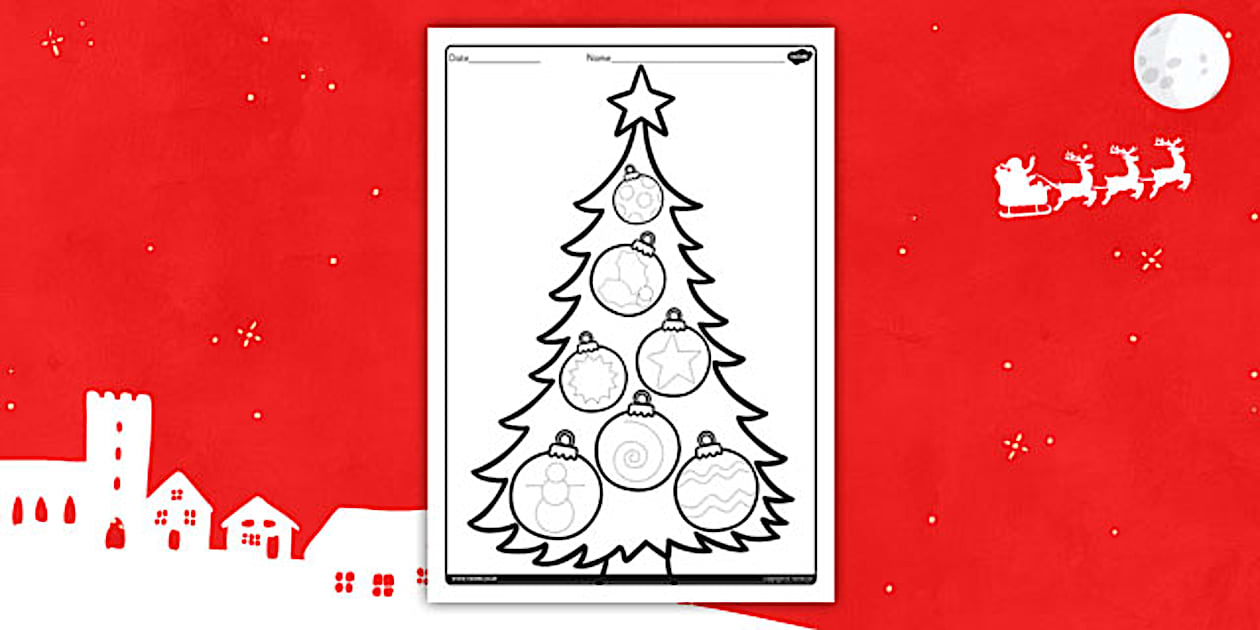 Christmas Tree Pencil Control Worksheet / Worksheet- christmas, pencil