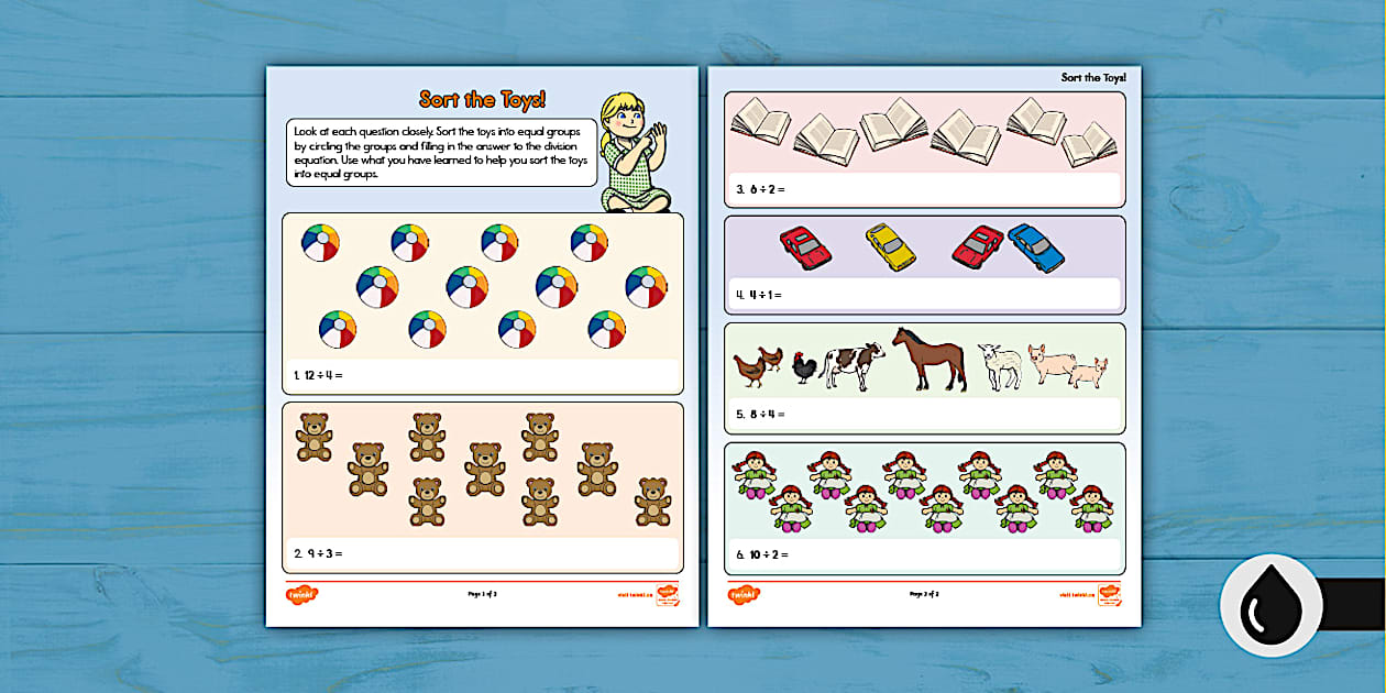 Toy Sort Division Activity Sheet (Teacher-Made) - Twinkl