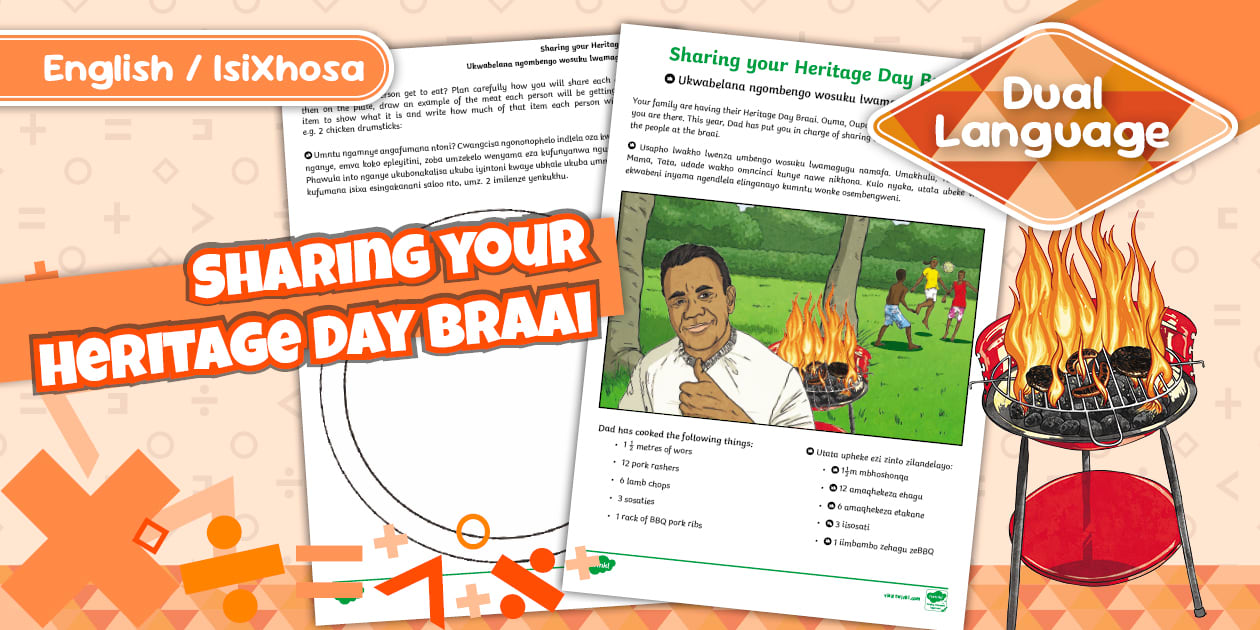 Gr 4 Maths-Sharing your Heritage Day Braai Worksheet:Xho/Eng