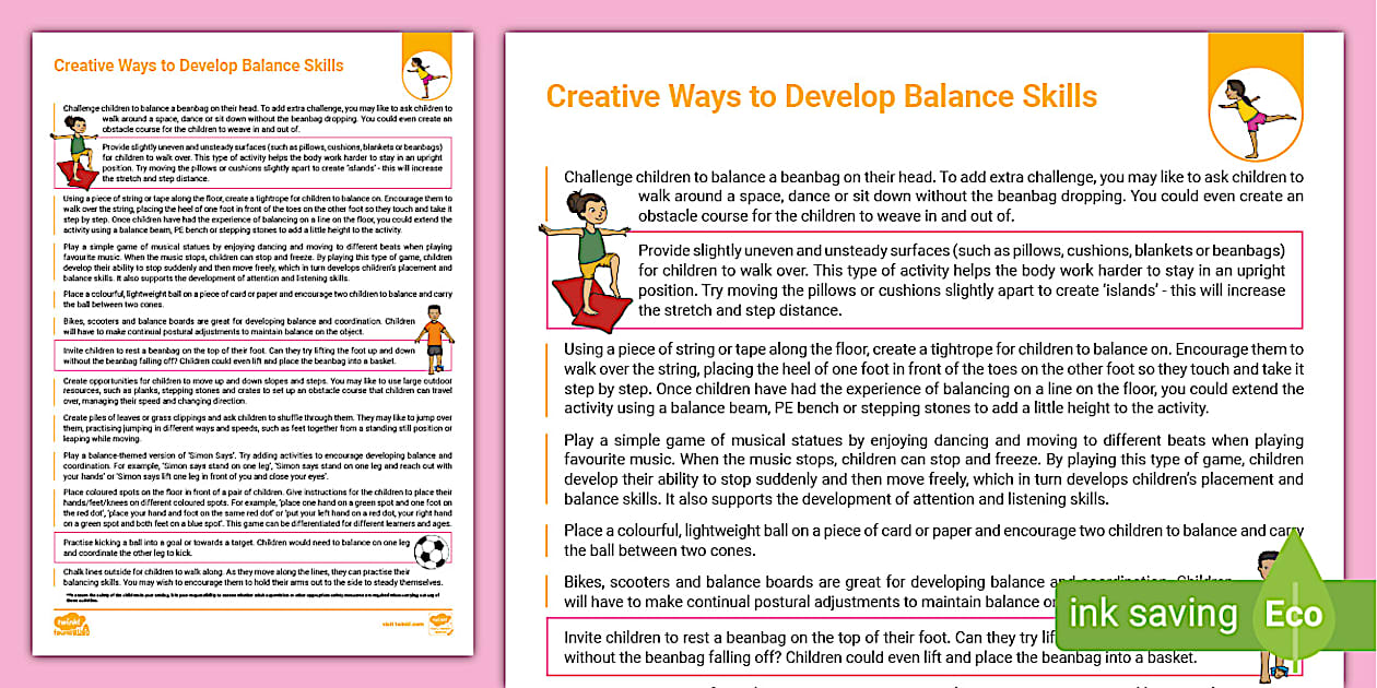 Creative Balance Activity for Toddlers and other EYFS Pack