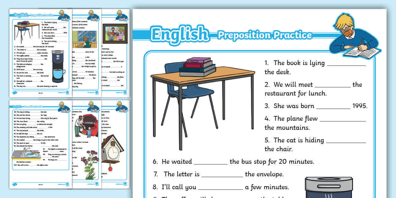 English Prepositions Exam Revision 2 (teacher made) - Twinkl