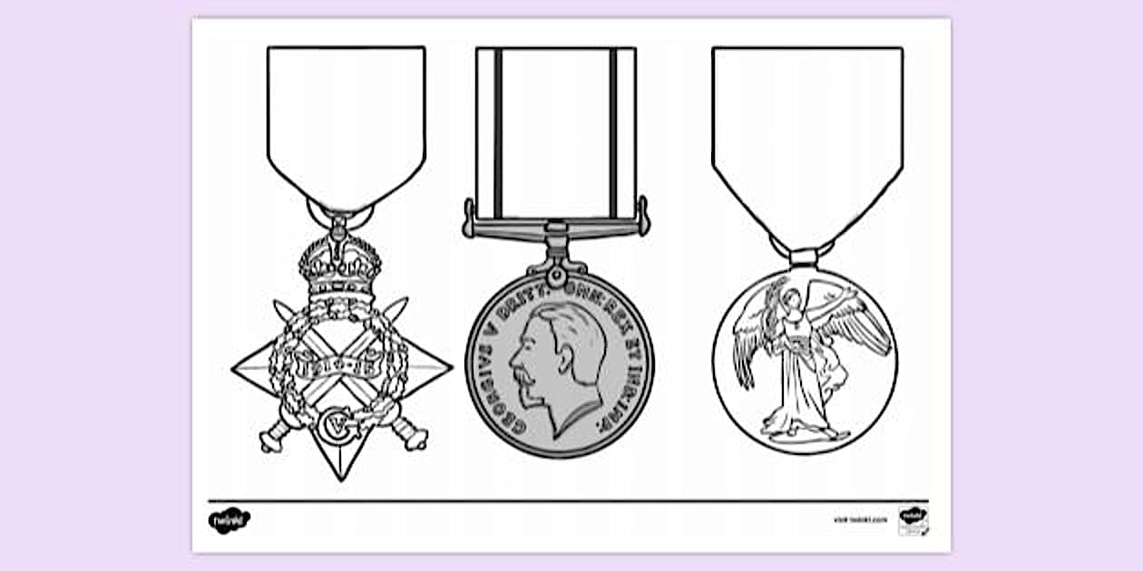 Pip Squeak and Wilfred WWI Medals Colouring Sheet - Twinkl