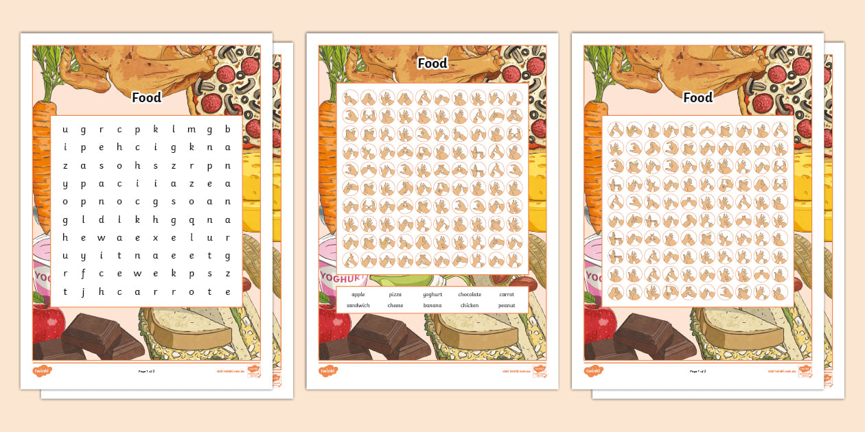 Auslan find-a-word Food (Teacher-Made) - Twinkl