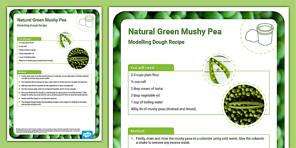 Natural Green Mushy Pea Modelling Dough Recipe | Twinkl