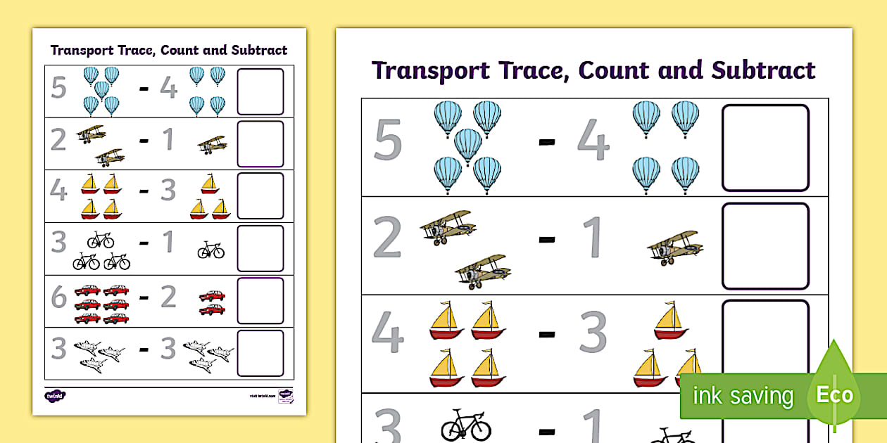 Transport Trace Count and Subtract Activity (teacher made)
