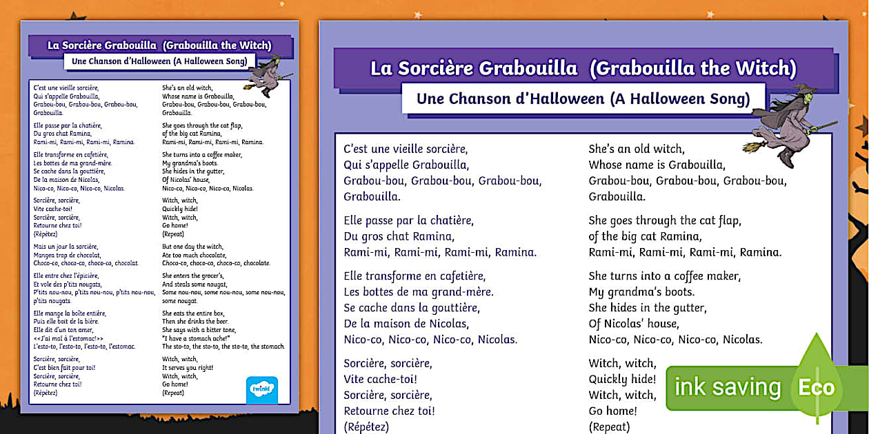 French Halloween Poem Poster (teacher made) - Twinkl