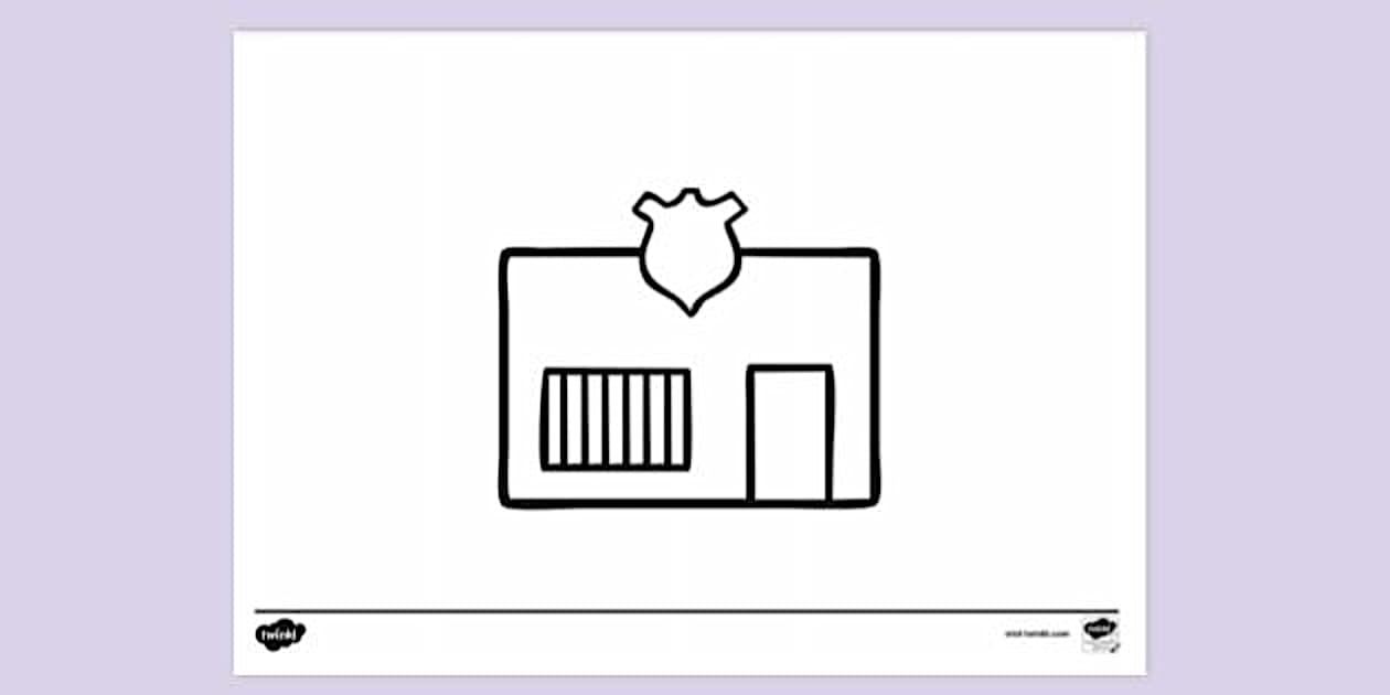 Police Station Map Icon | KS1 Colouring Sheets | Twinkl