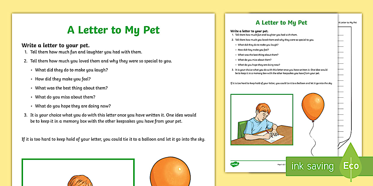 Editable A Letter to My Pet Worksheet (teacher made)