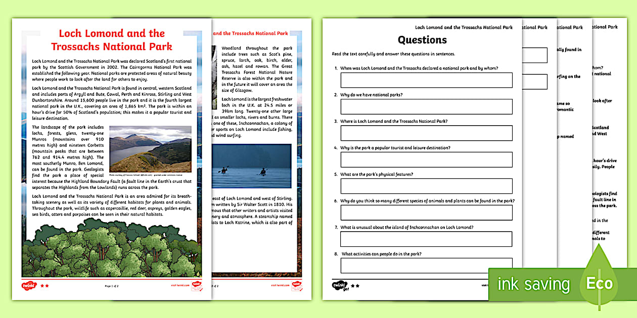 Middle Ability Loch Lomond and The Trossachs Differentiated Comprehension