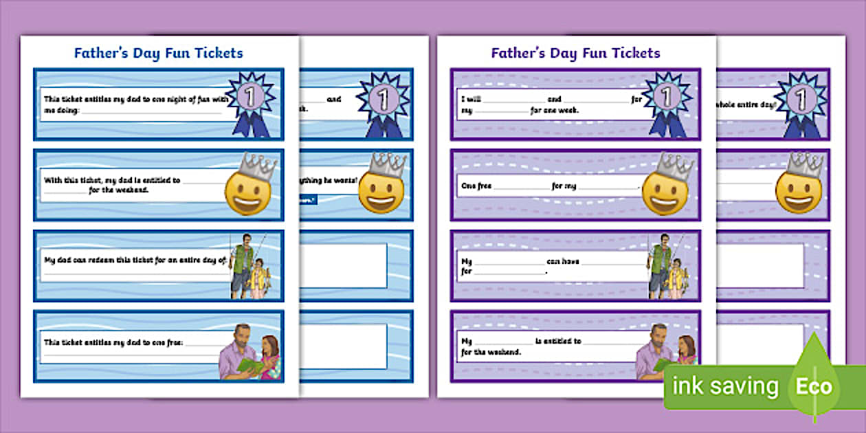 Father's Day Fun Tickets (teacher made) - Twinkl