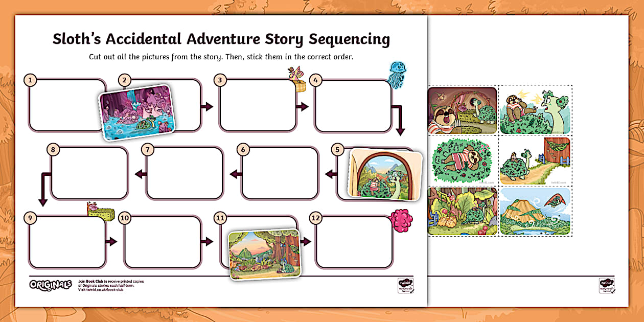 Sloth's Accidental Adventure Story Sequencing Activity