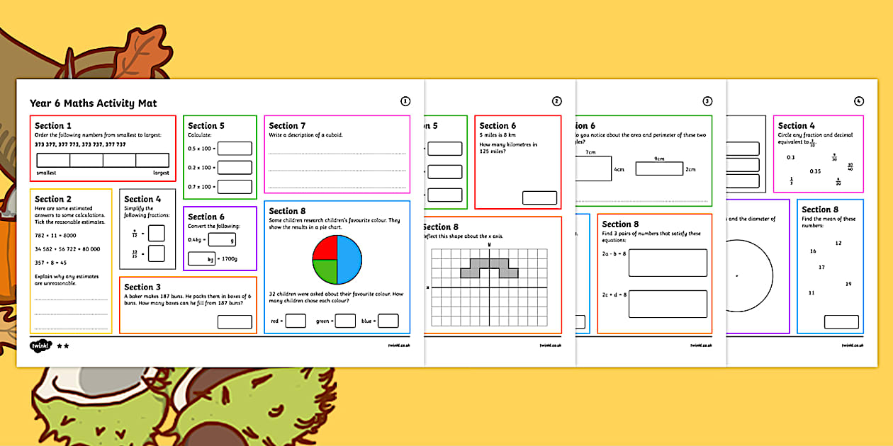 Year 6 Autumn 1 Maths Activity Mats (teacher made) - Twinkl
