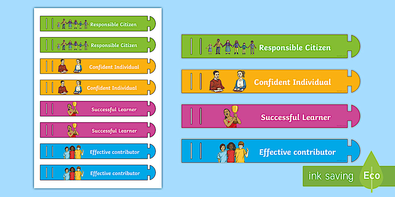 Editable CfE 4 Capacities Award Wristband - Twinkl