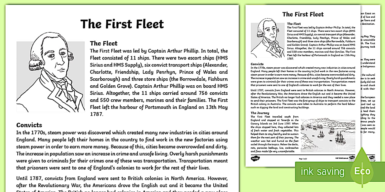 The First Fleet Fact Sheet (teacher made) - Twinkl