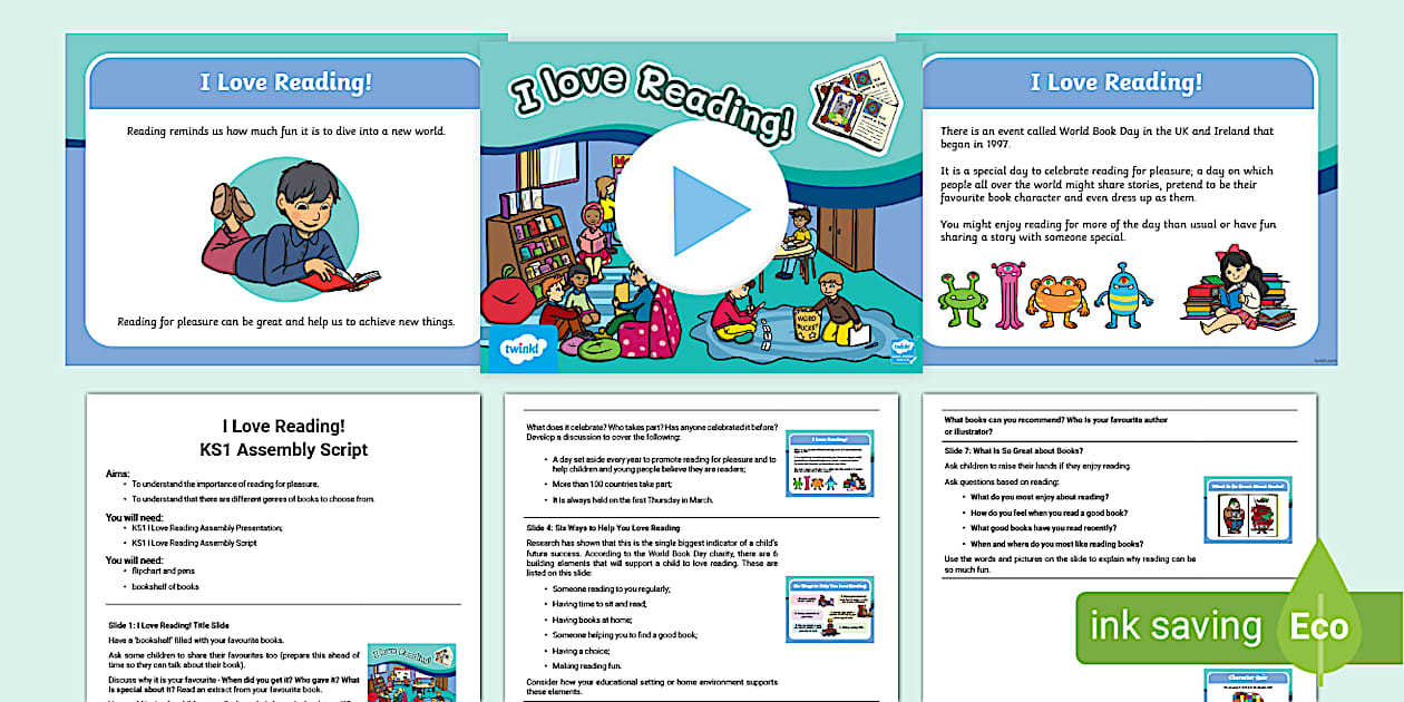 KS1 I Love Reading Assembly Pack - Twinkl