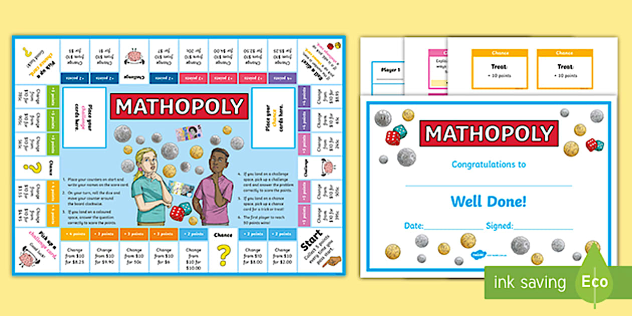 Change from $10 Mathopoly Board Game - Loose Change Game