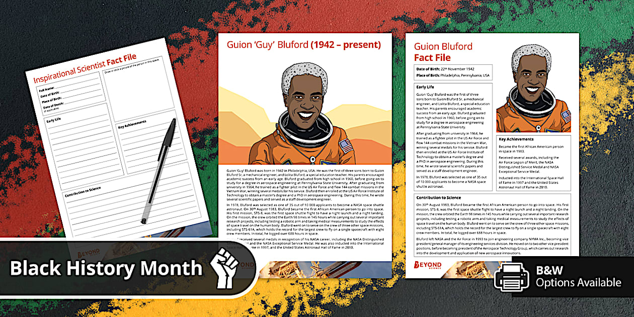 Guion Bluford Poster and Fact File (teacher made) - Twinkl