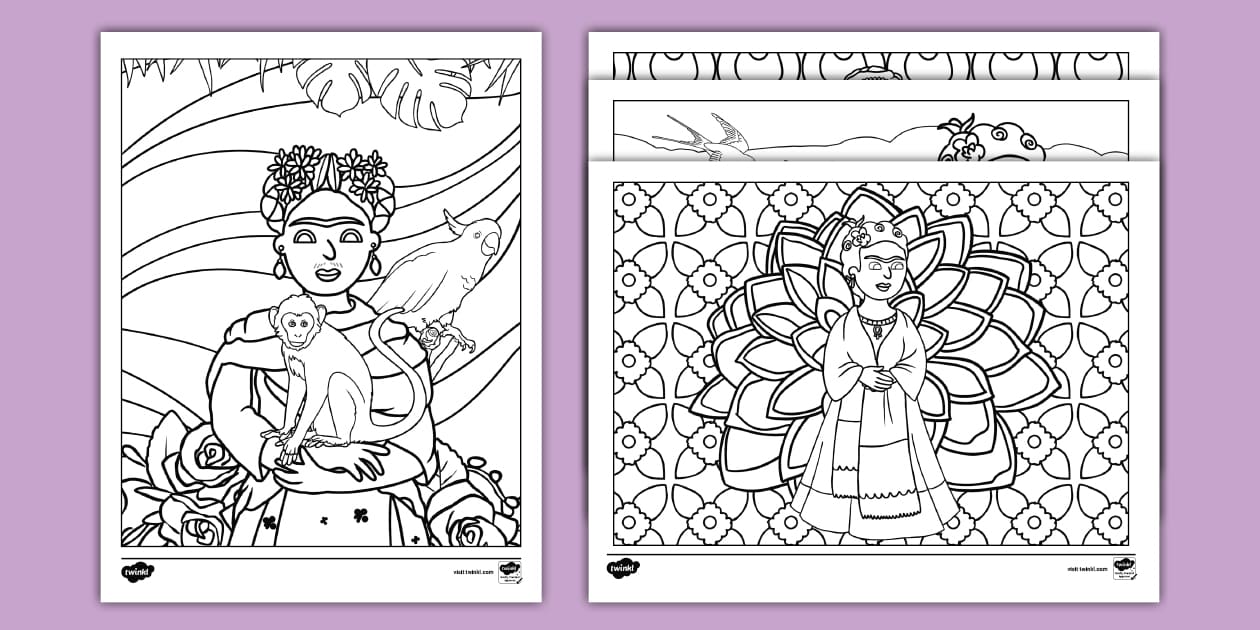 Frida Kahlo Coloring Sheets (teacher made) - Twinkl