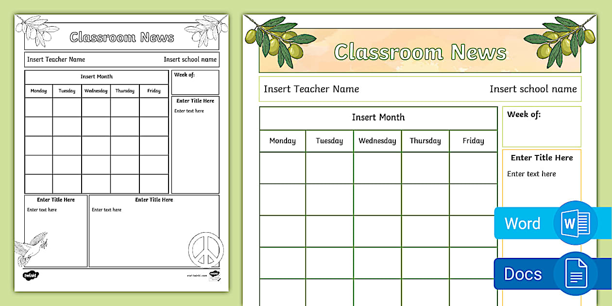 Peace Theme Editable Newsletter