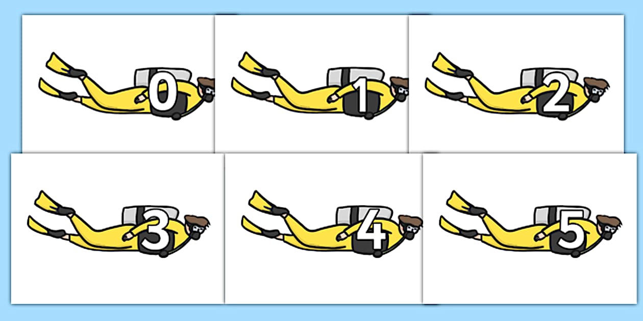 Numbers 0-31 on Divers (Teacher-Made) - Twinkl