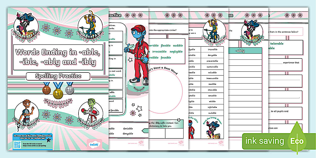 Words Ending in -able, -ible, -ably and -ibly KS2 Spelling