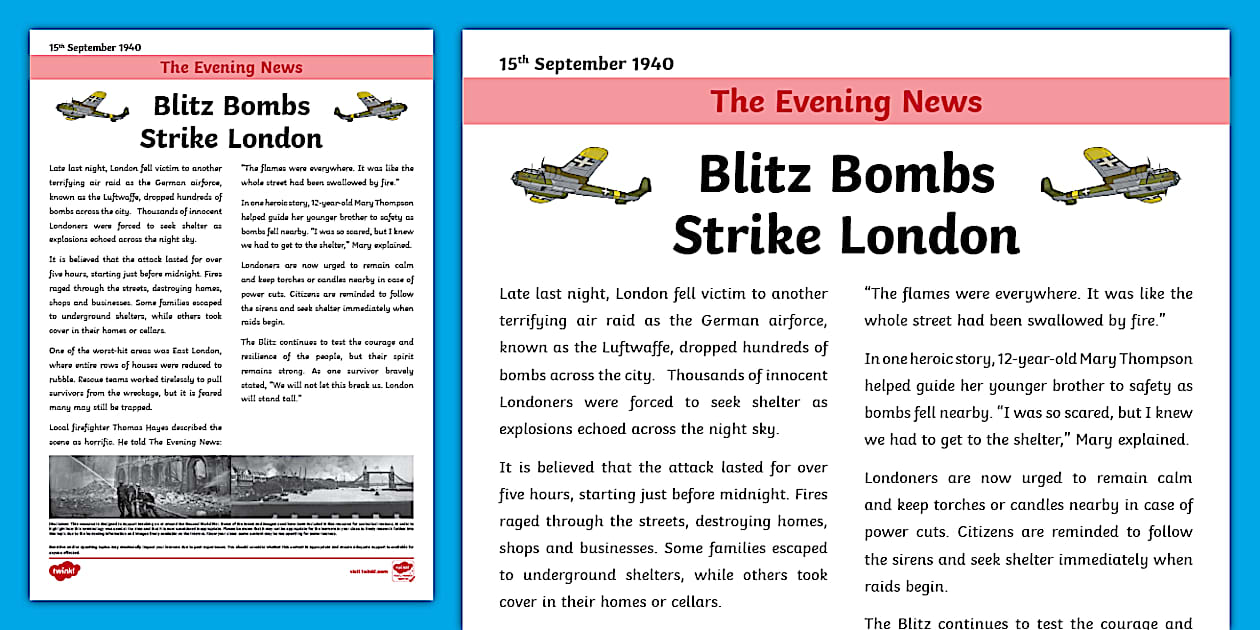 KS2 Blitz Newspaper Report (Hecho por educadores) - Twinkl
