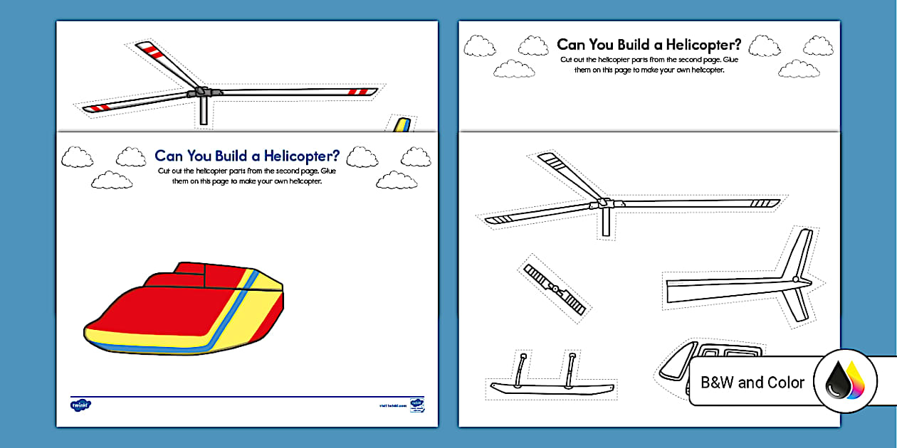 Can You Build a Helicopter? Cut and Stick Worksheet - Twinkl