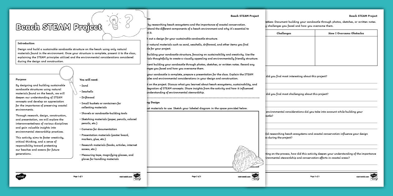 Sixth Grade Beach STEAM Project (teacher made) - Twinkl