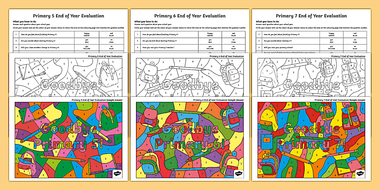 End of Session Evaluation Colouring Sheets (Teacher-Made)