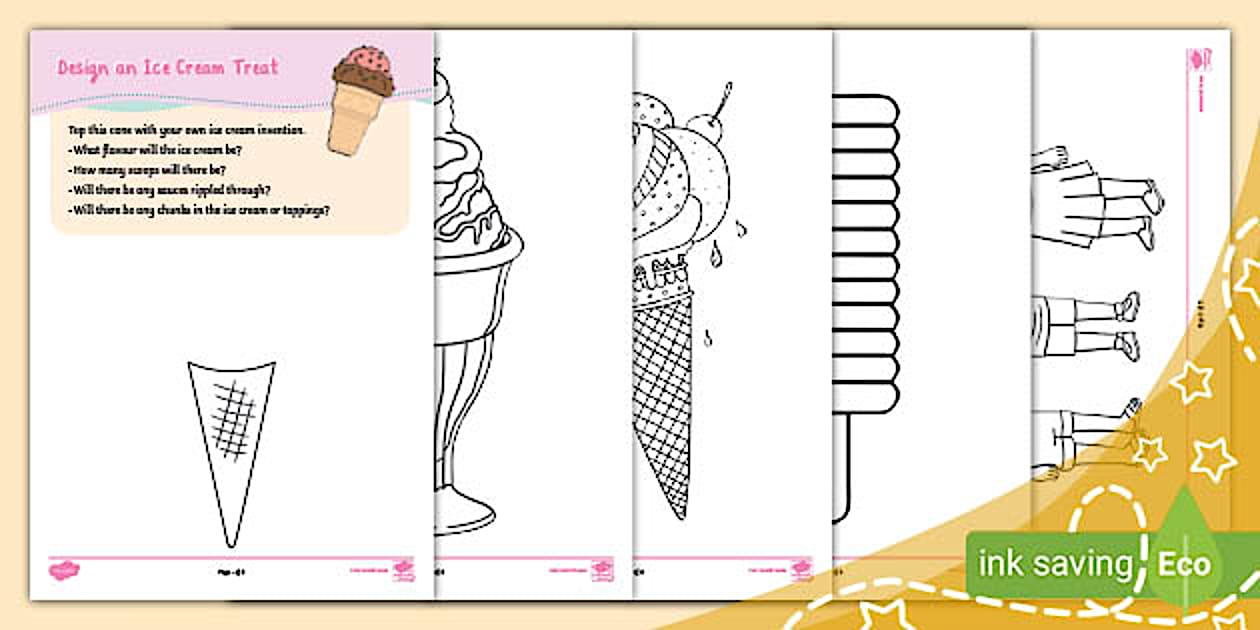 Ice Cream and Ice Lolly Design, Colour and Doodle Pack (Ages 5 - 7)