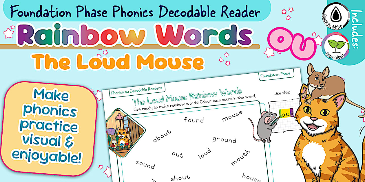 FP Phonics - ou Decodable - Rainbow Words - Loud Mouse
