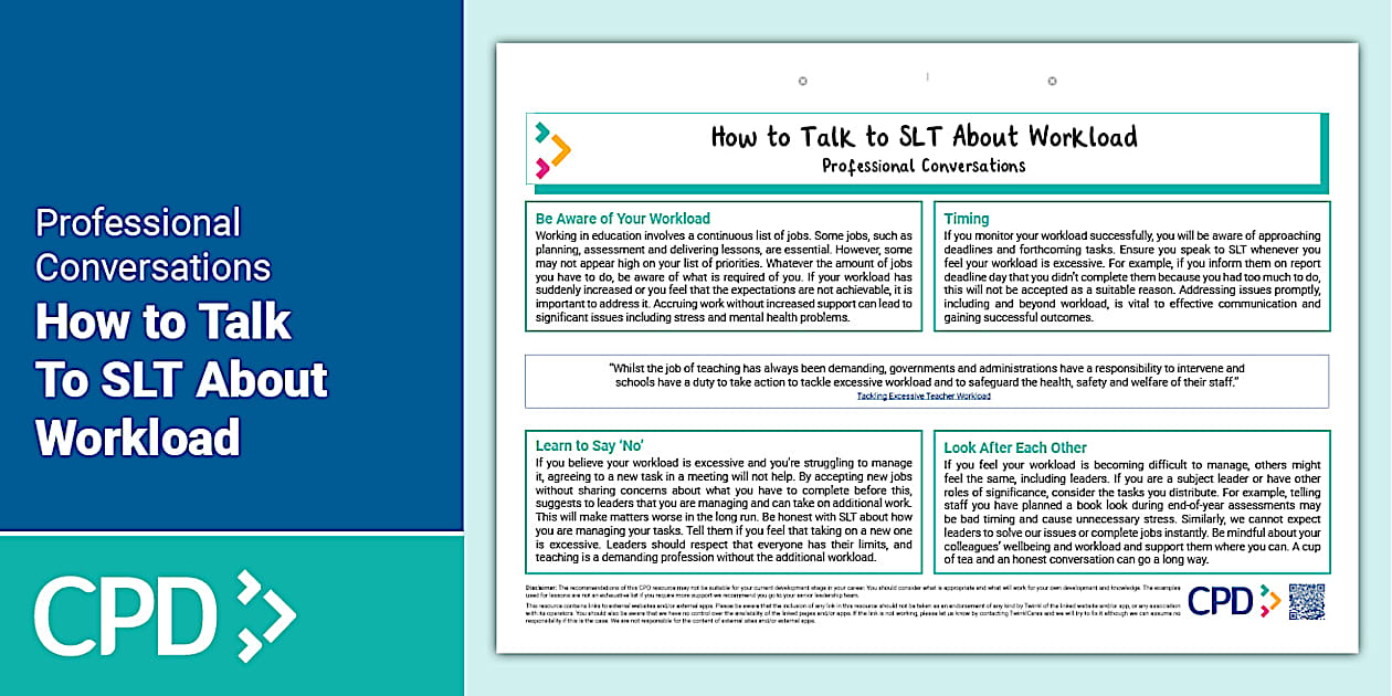 How to Talk To SLT About Workload (Teacher-Made) - Twinkl