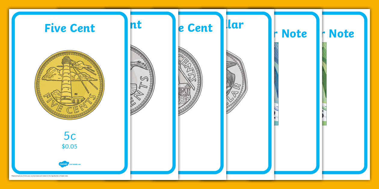 Barbados Money Coins and Notes Display Posters Printable