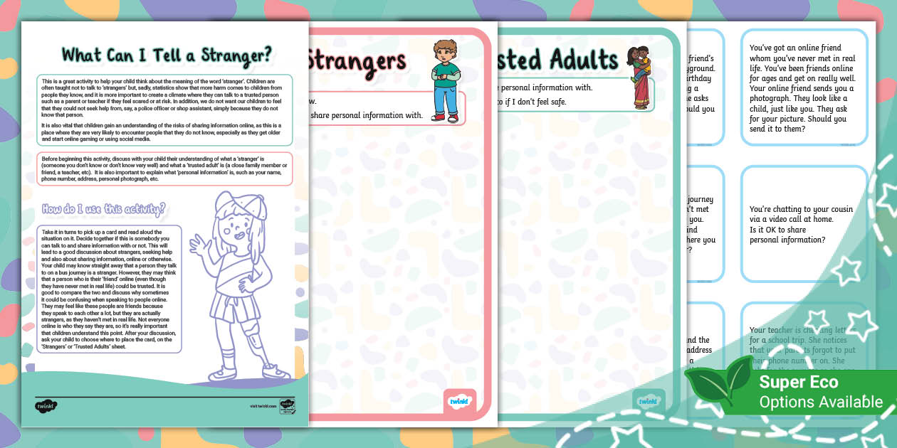 What can I tell a stranger? Activity Sheet (Ages 5 - 7)