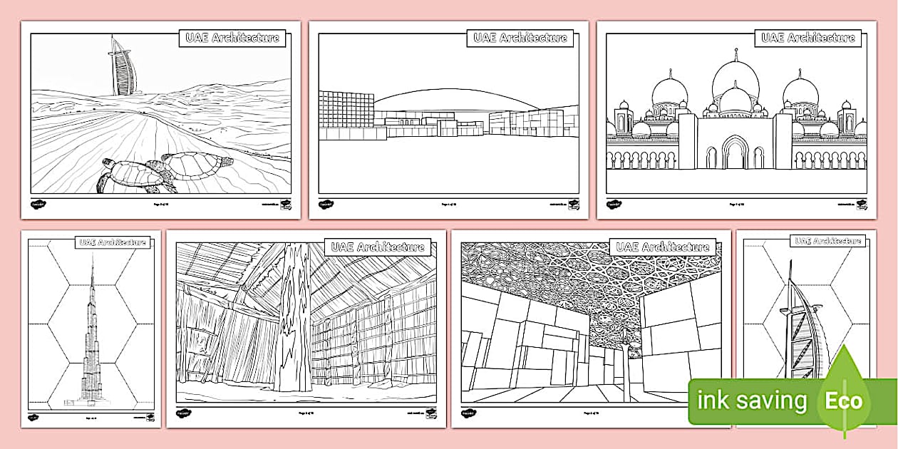 UAE Architecture - Colouring Pages (teacher made) - Twinkl