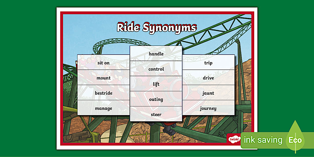 Ride Synonyms Word Mat (teacher made) - Twinkl