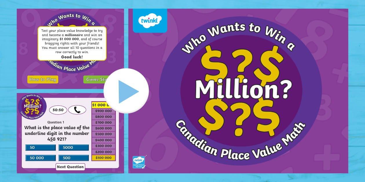 Who Wants to Win a Million? Canadian Place Value Math Game