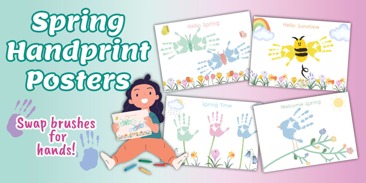 Spring Handprint Activity Posters Pack | Twinkl Art Gallery