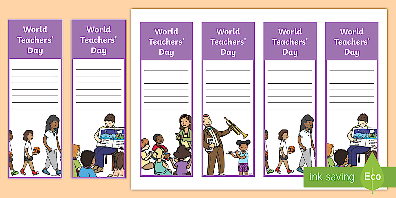 VIC World Teachers Day Editable Bookmarks (professor feito)