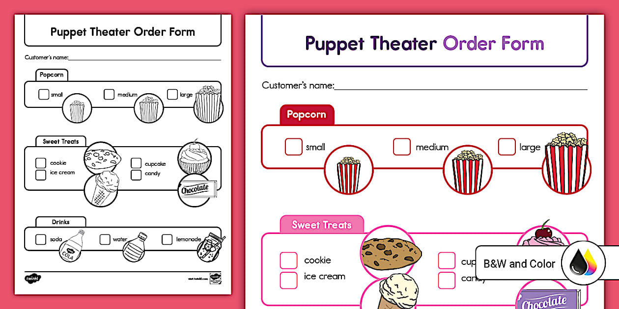 Puppet Theater Dramatic Play Order Form (teacher made)