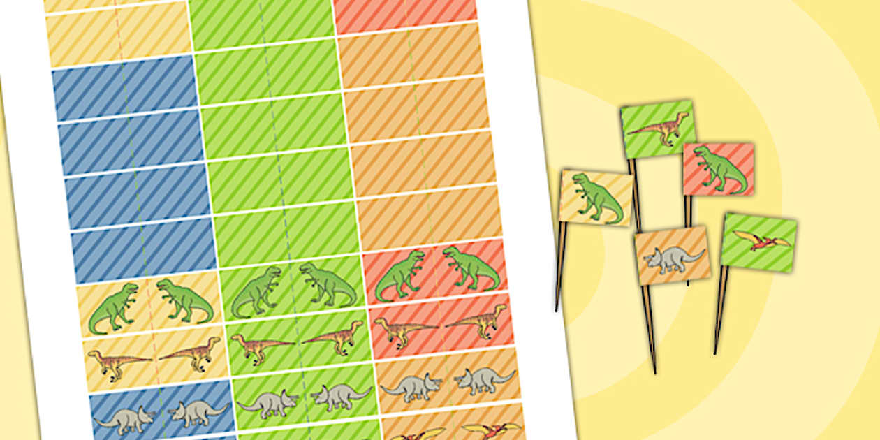 Dinosaur Themed Birthday Party Toothpick Flags - Twinkl
